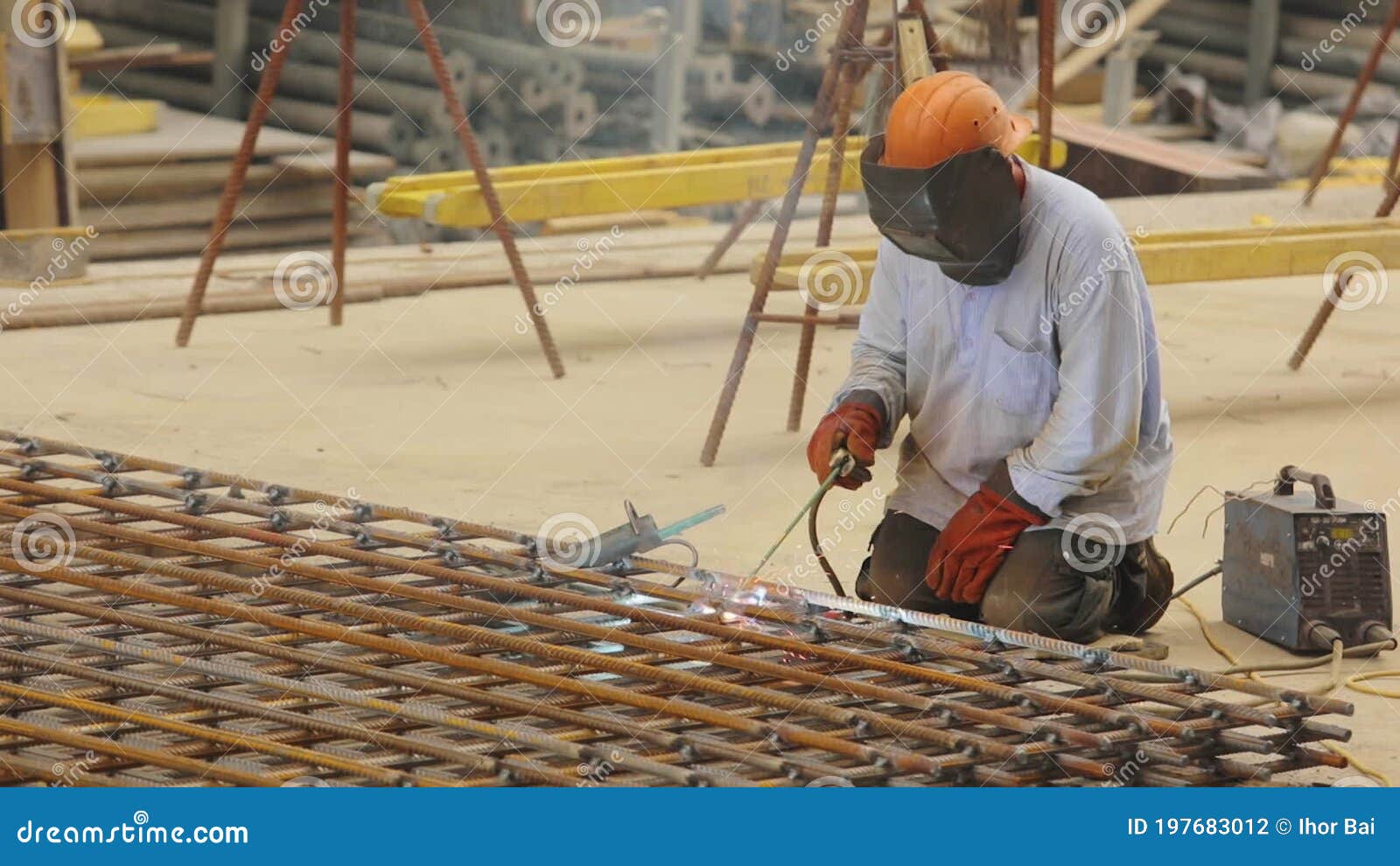 A Welder Welds a Metal Structure. Welding Metal Construction ...