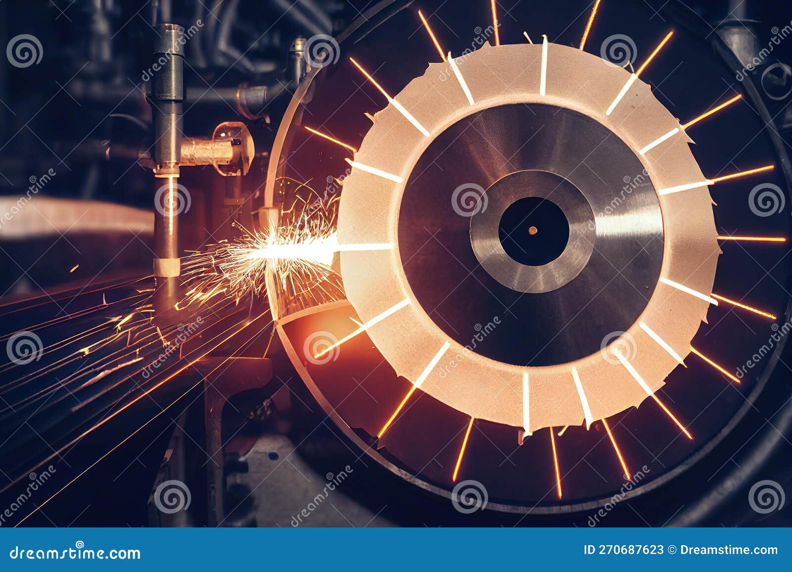 Welding and Metal Processing on a Round Machine in Production. Stock ...