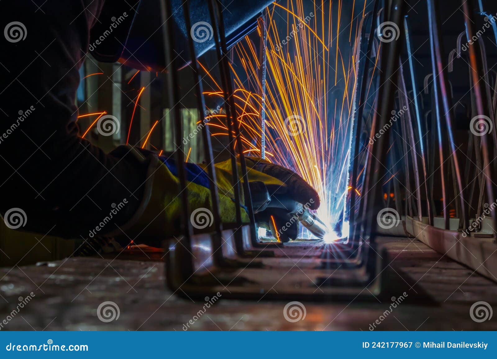 Welding of Metal Structures by Semi-automatic Arc Welding. MIG Welding ...