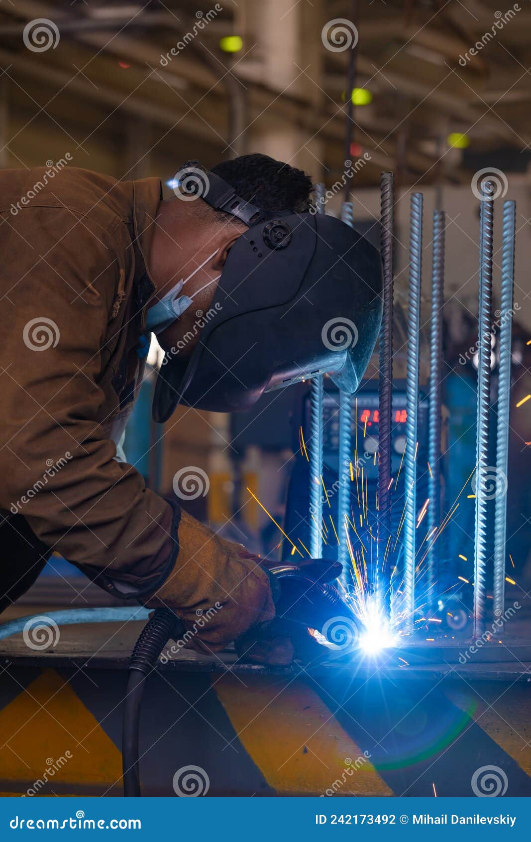 Welding of Metal Structures by Semi-automatic Arc Welding. MIG Welding ...