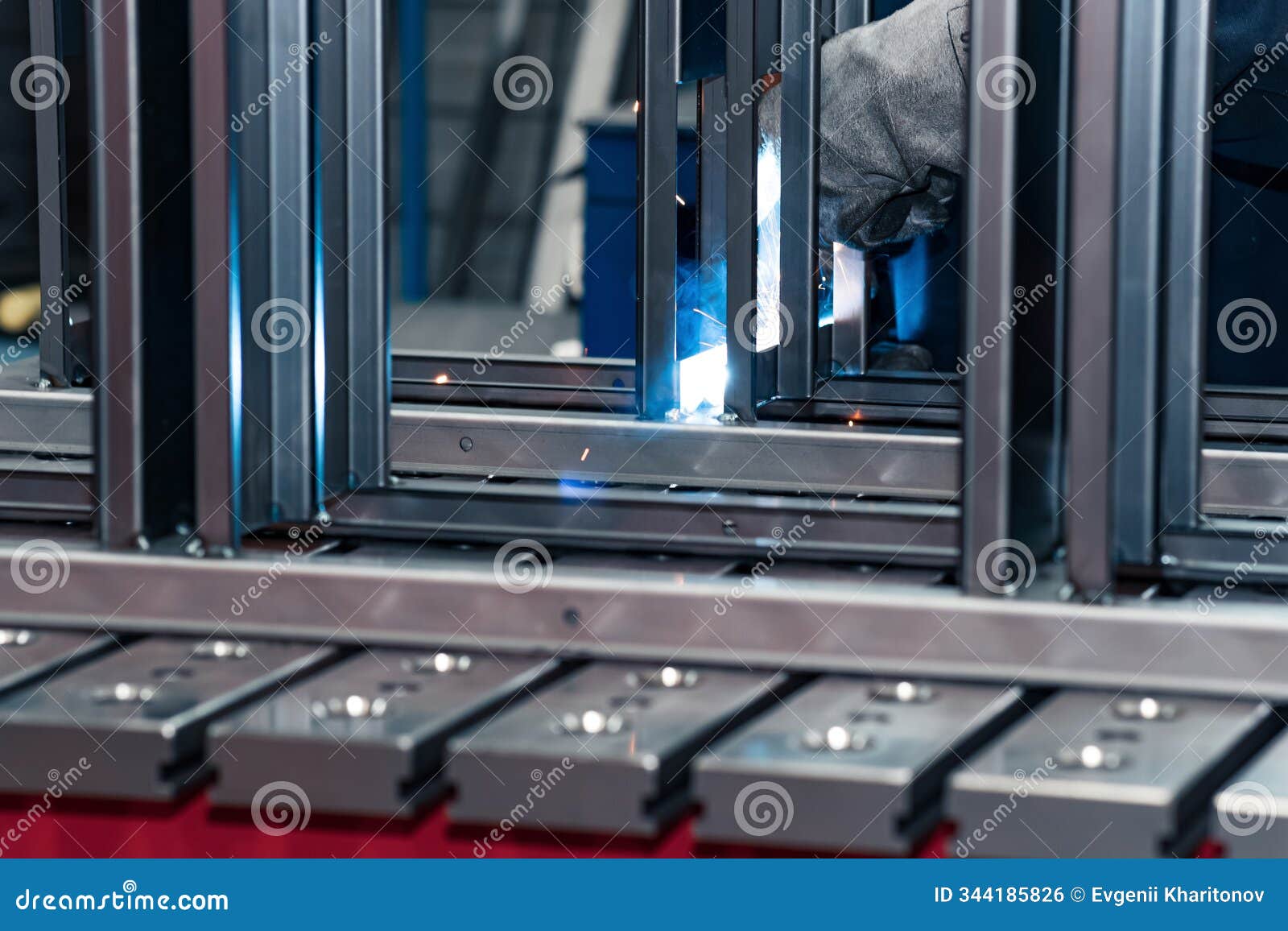 Welding of Metal Structures on the Welding Table Stock Photo - Image of ...