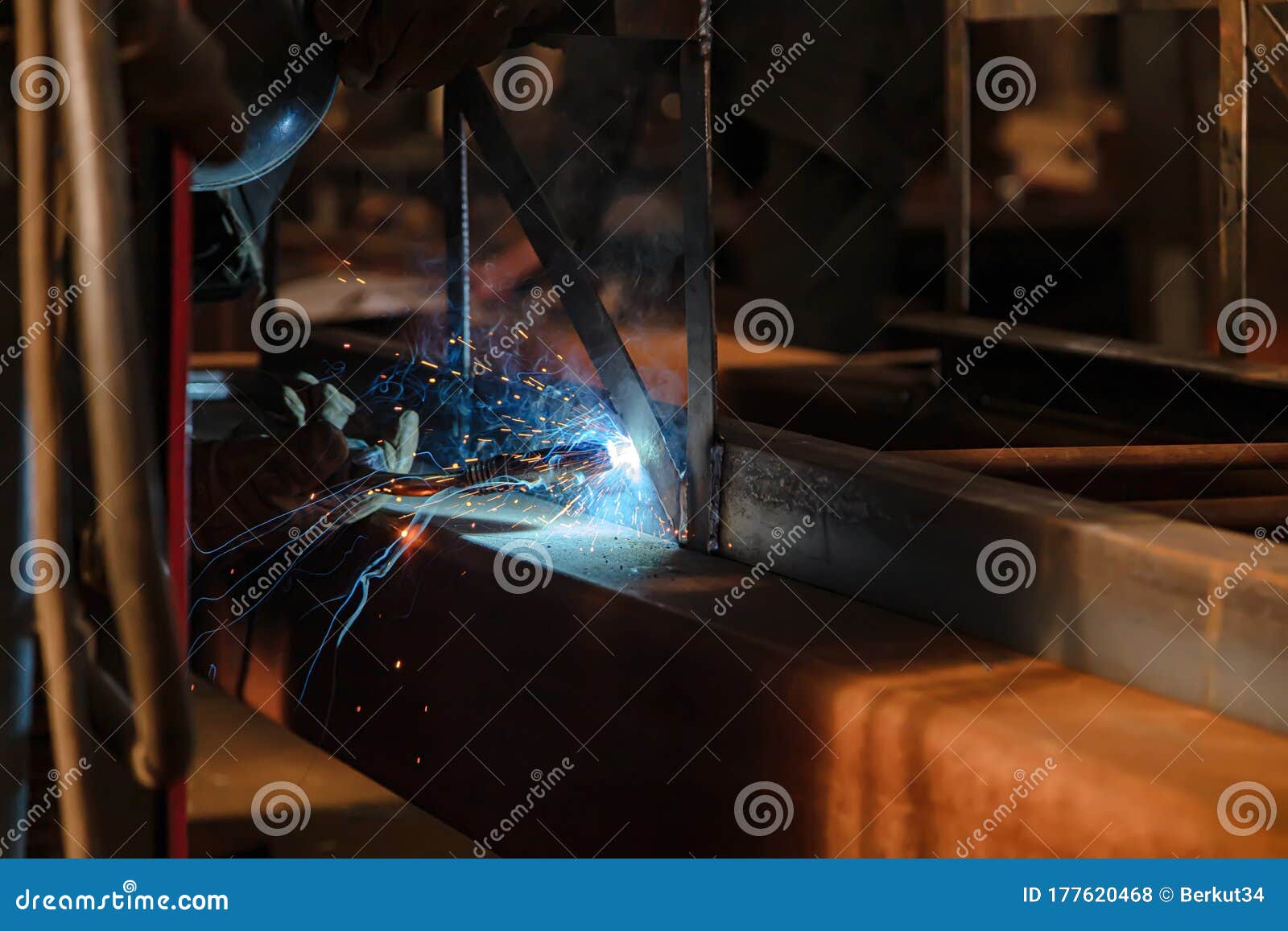Welding of Metal Structures Using Semi-automatic Weld Stock Photo ...
