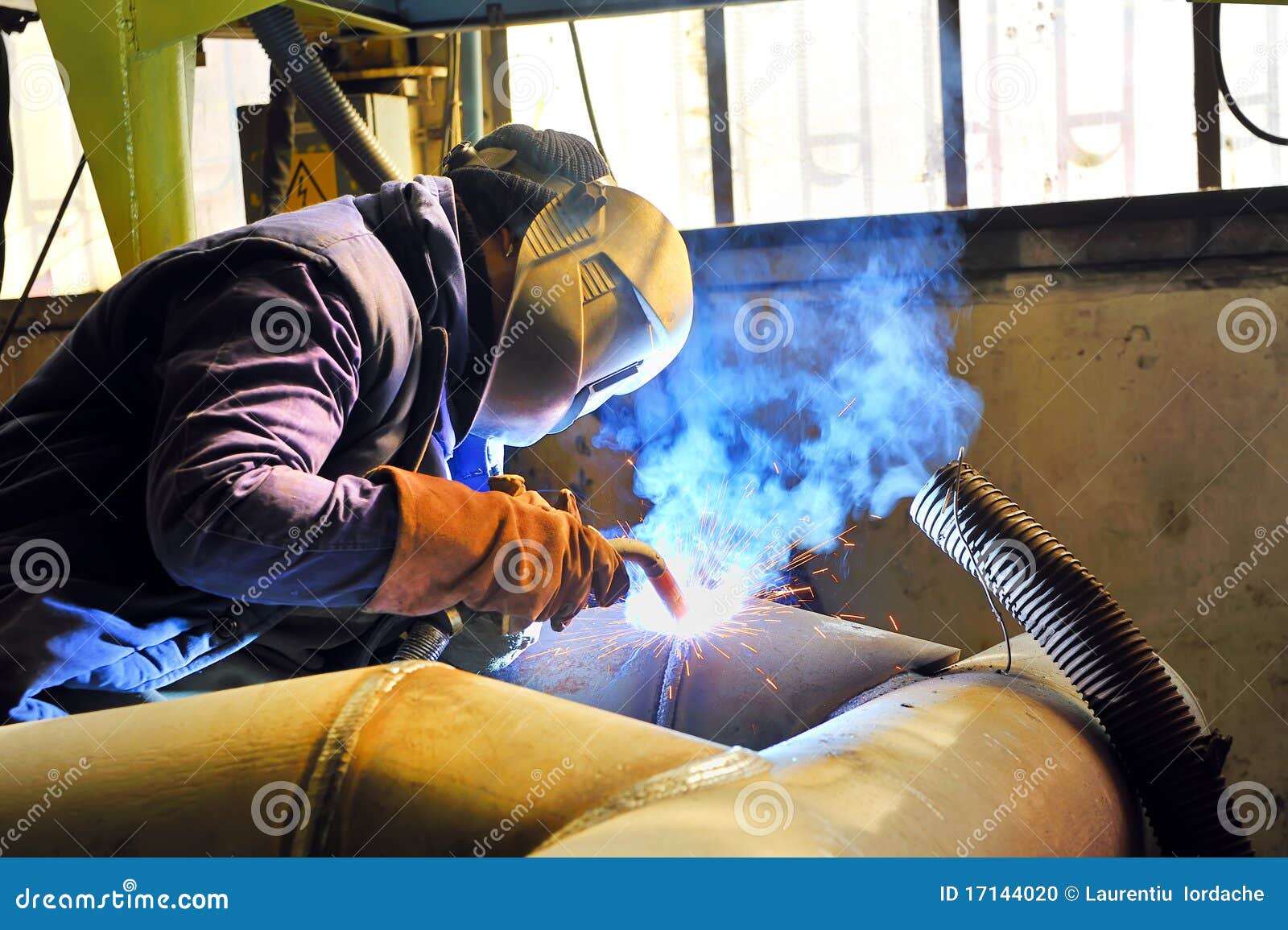Welding with Mig Mag Method Stock Photo - Image of material ...