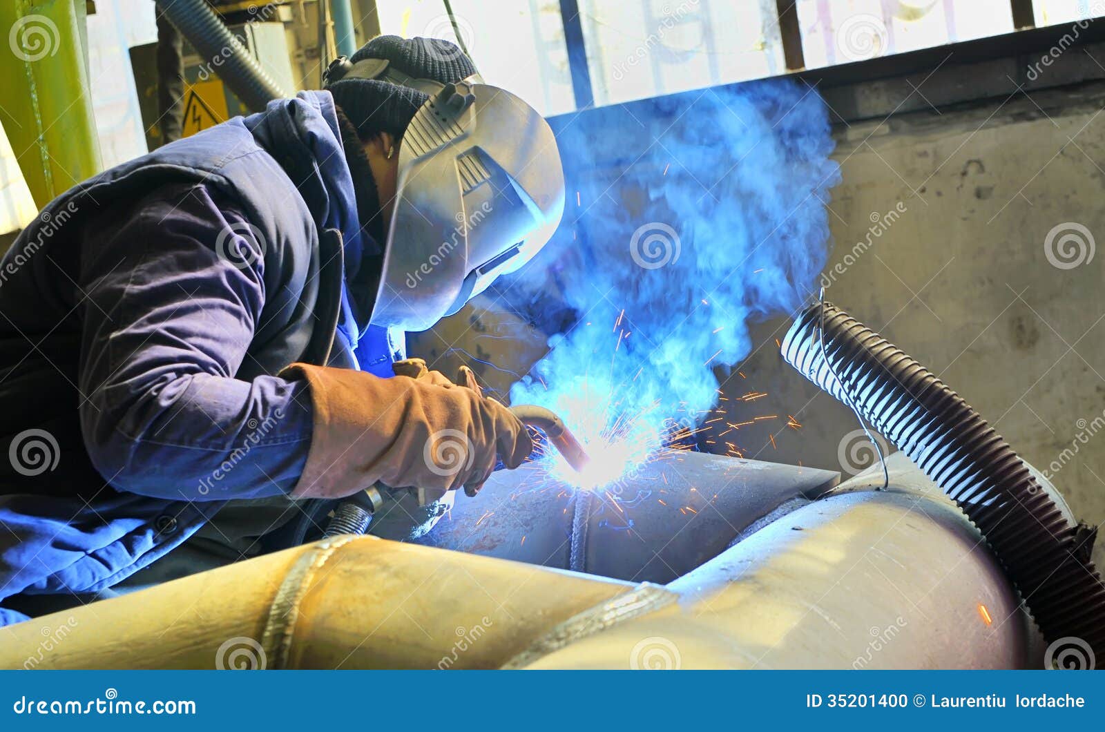 Welding with Mig-mag Method Stock Photo - Image of construction, flash ...