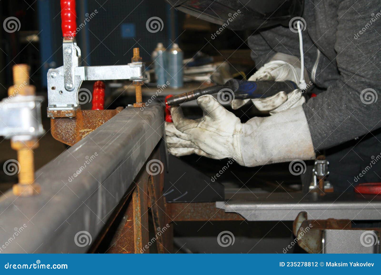 Welding mig mag stock photo. Image of human, welder - 235278812