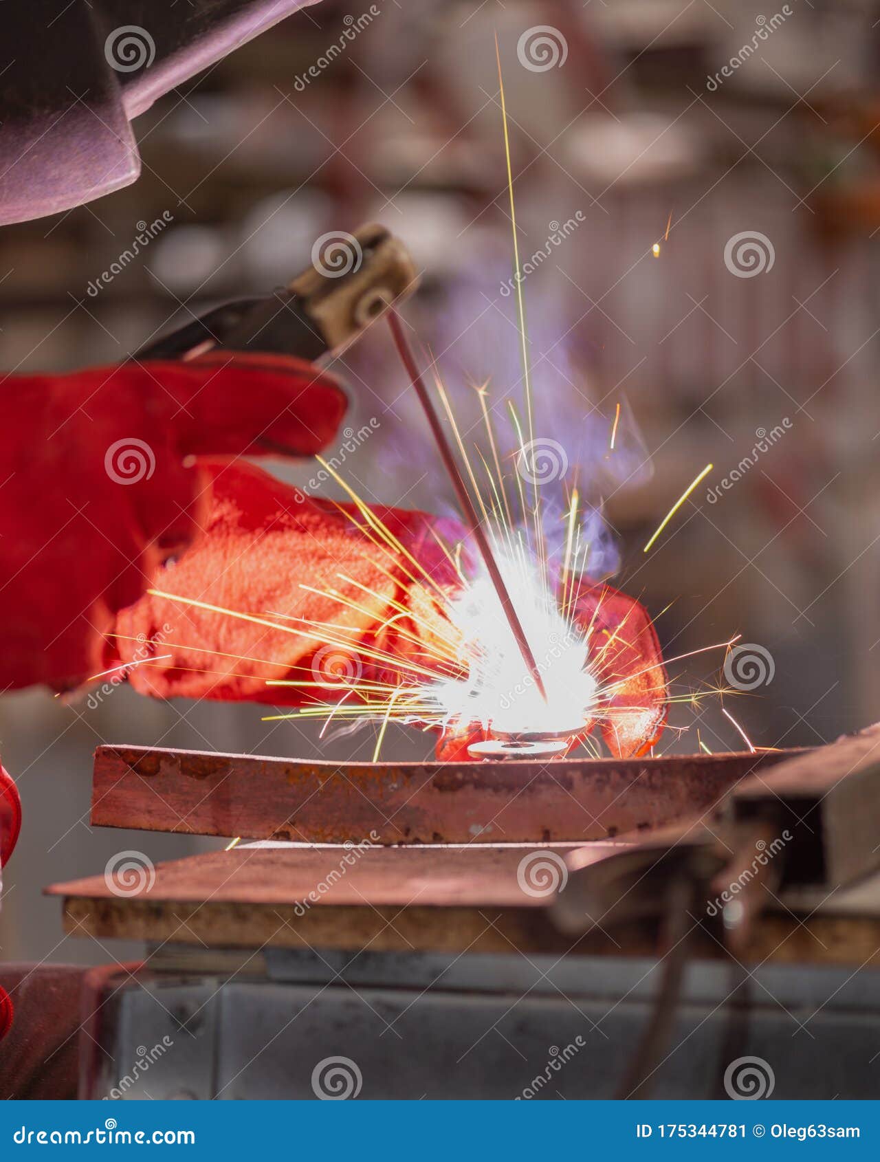 Welding operations stock image. Image of factory, smoke - 175344781