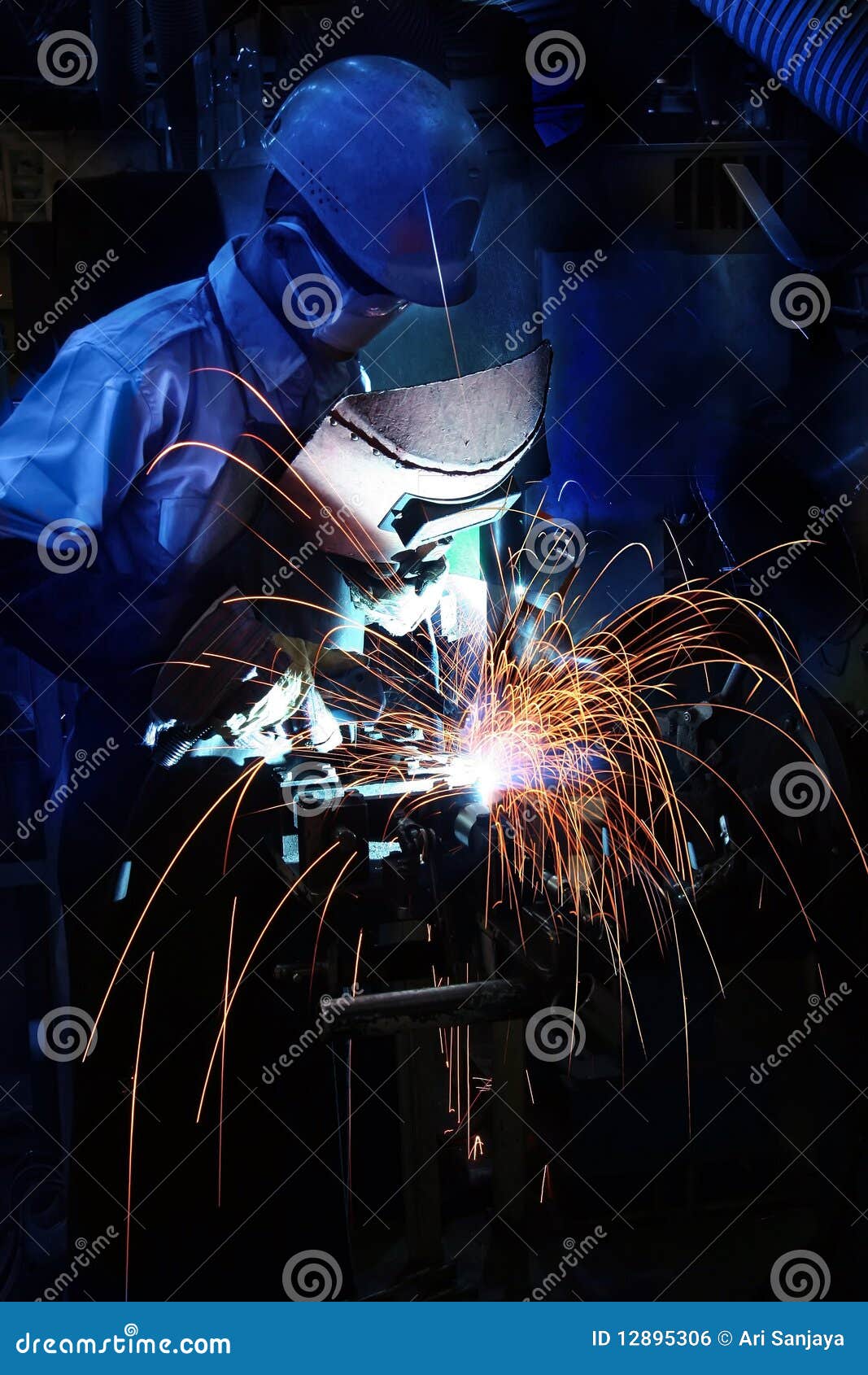 Welding operator stock photo. Image of lights, manual - 12895306