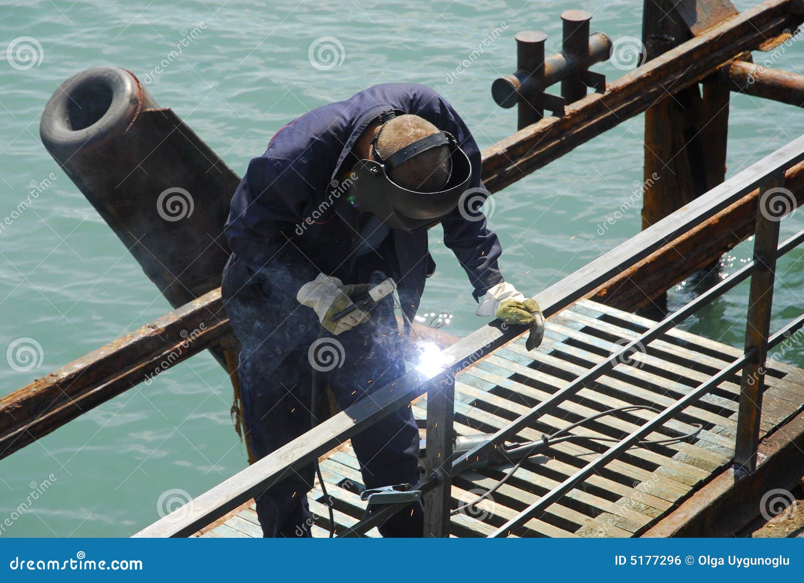 Welding operator and sea stock photo. Image of frame, people - 5177296