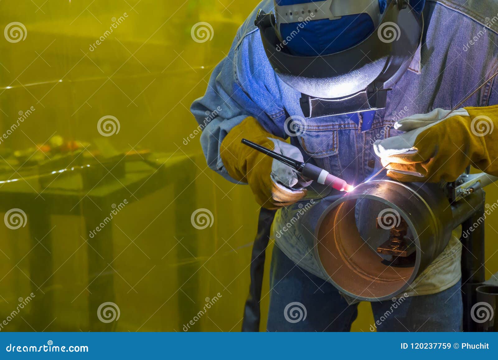 The Welding Operator Welding the Tube Stock Image - Image of ...
