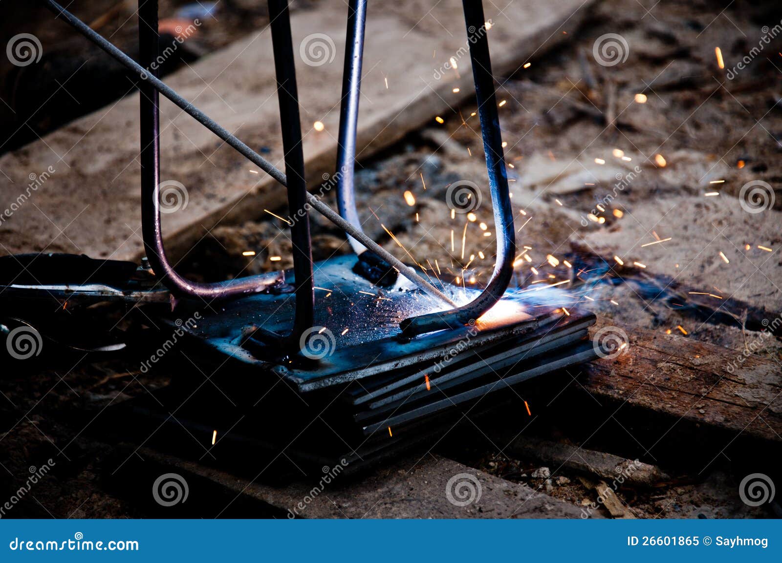 Welding piece of iron stock image. Image of sparkle, skilled - 26601865