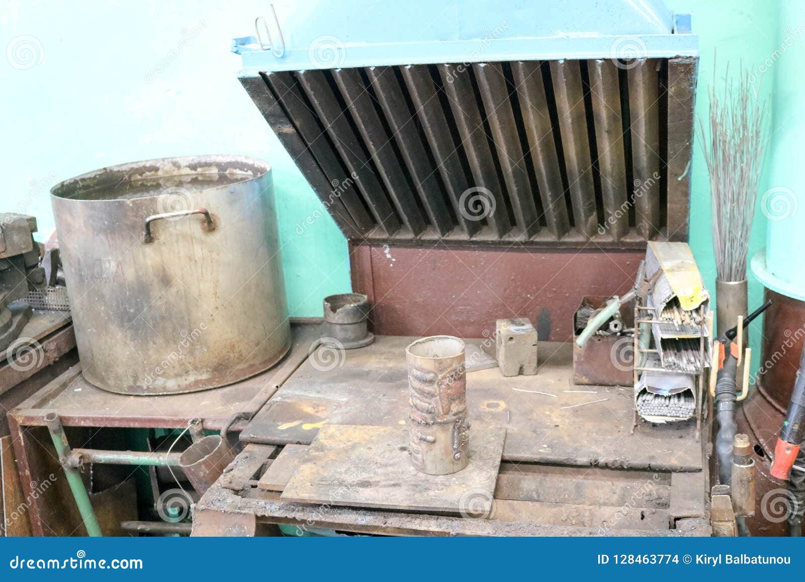 Welding Post, Table for Work of a Welder in a Workshop at a ...