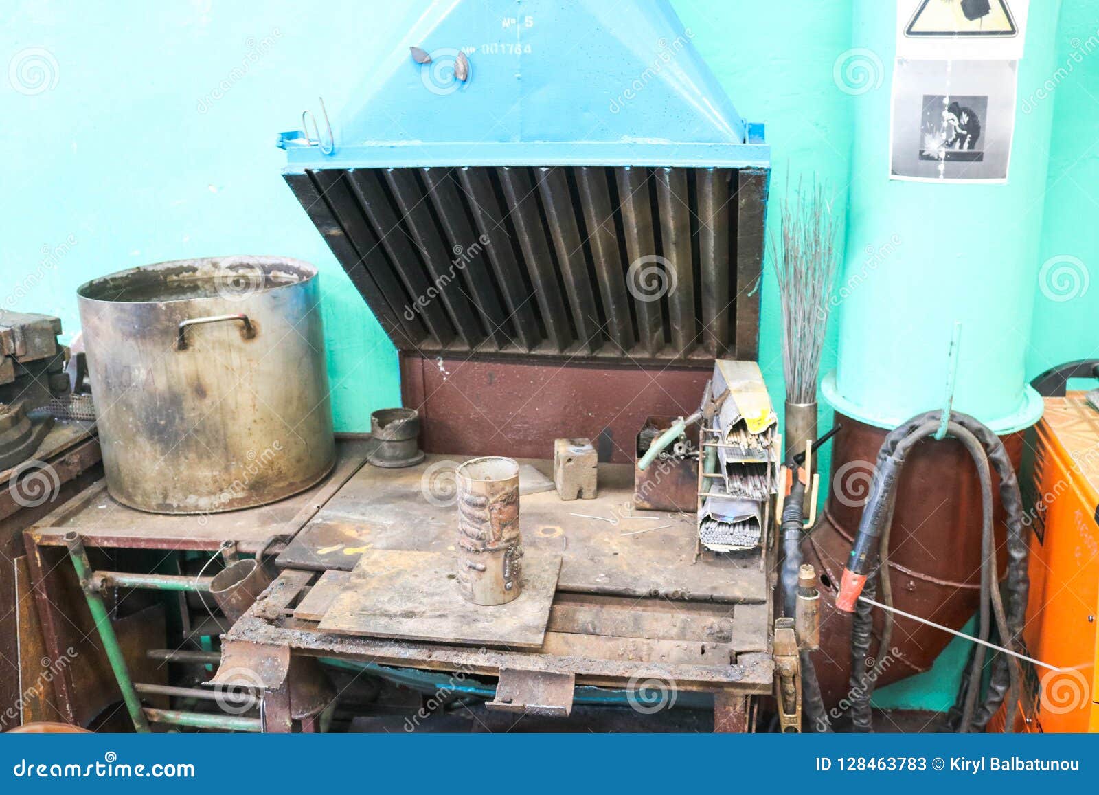 Welding Post, Table for Work of a Welder in a Workshop at a ...