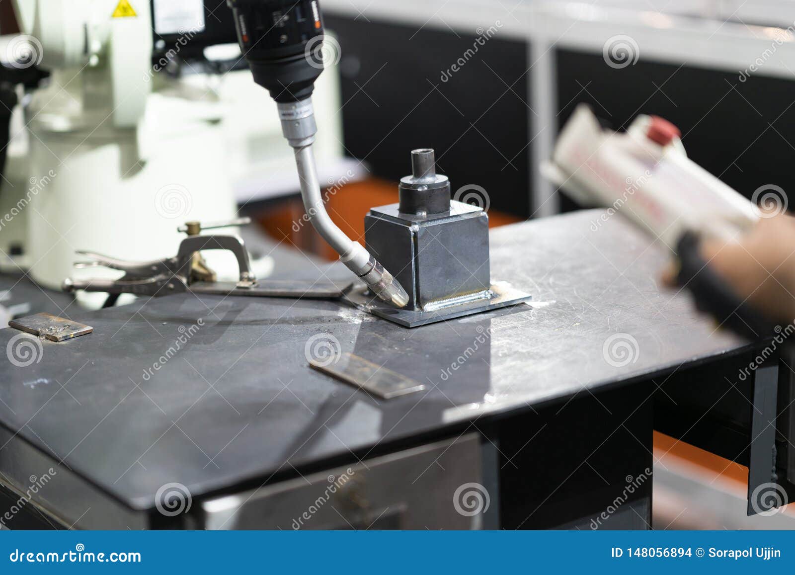 Welding Precision Part by Mig Welding Process Stock Photo - Image of ...