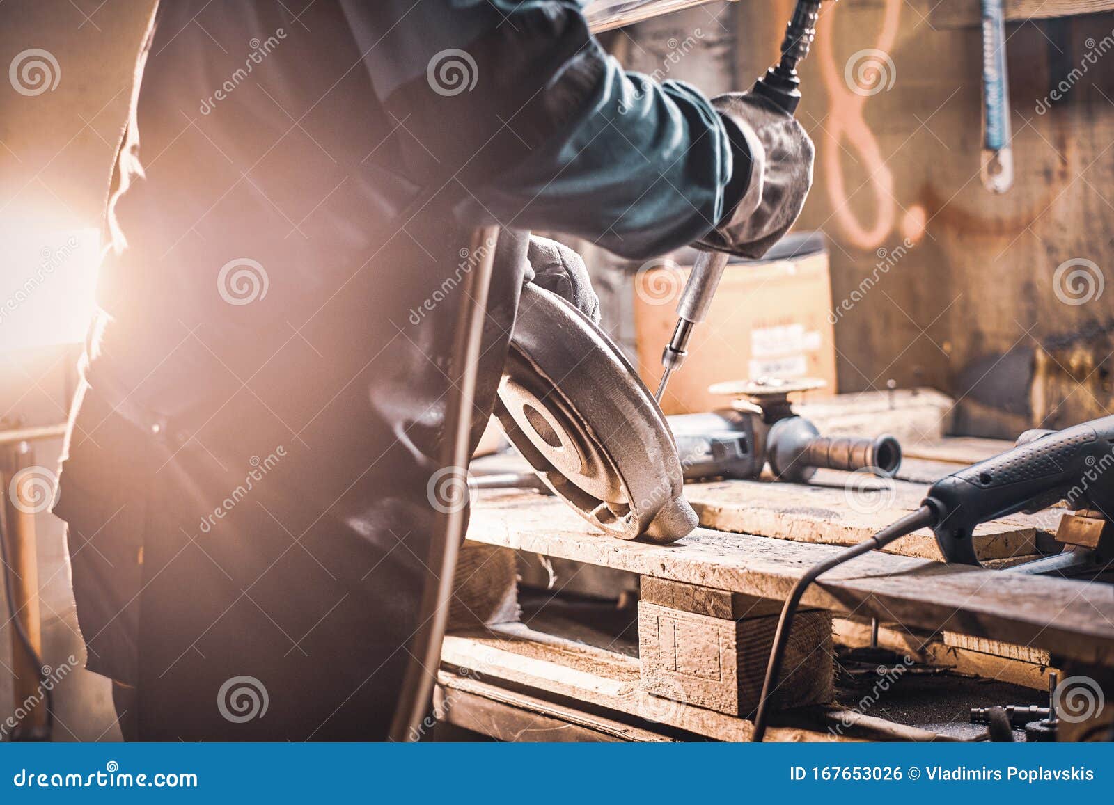 Busy Man is Working on Metal Factory Stock Photo - Image of iron ...