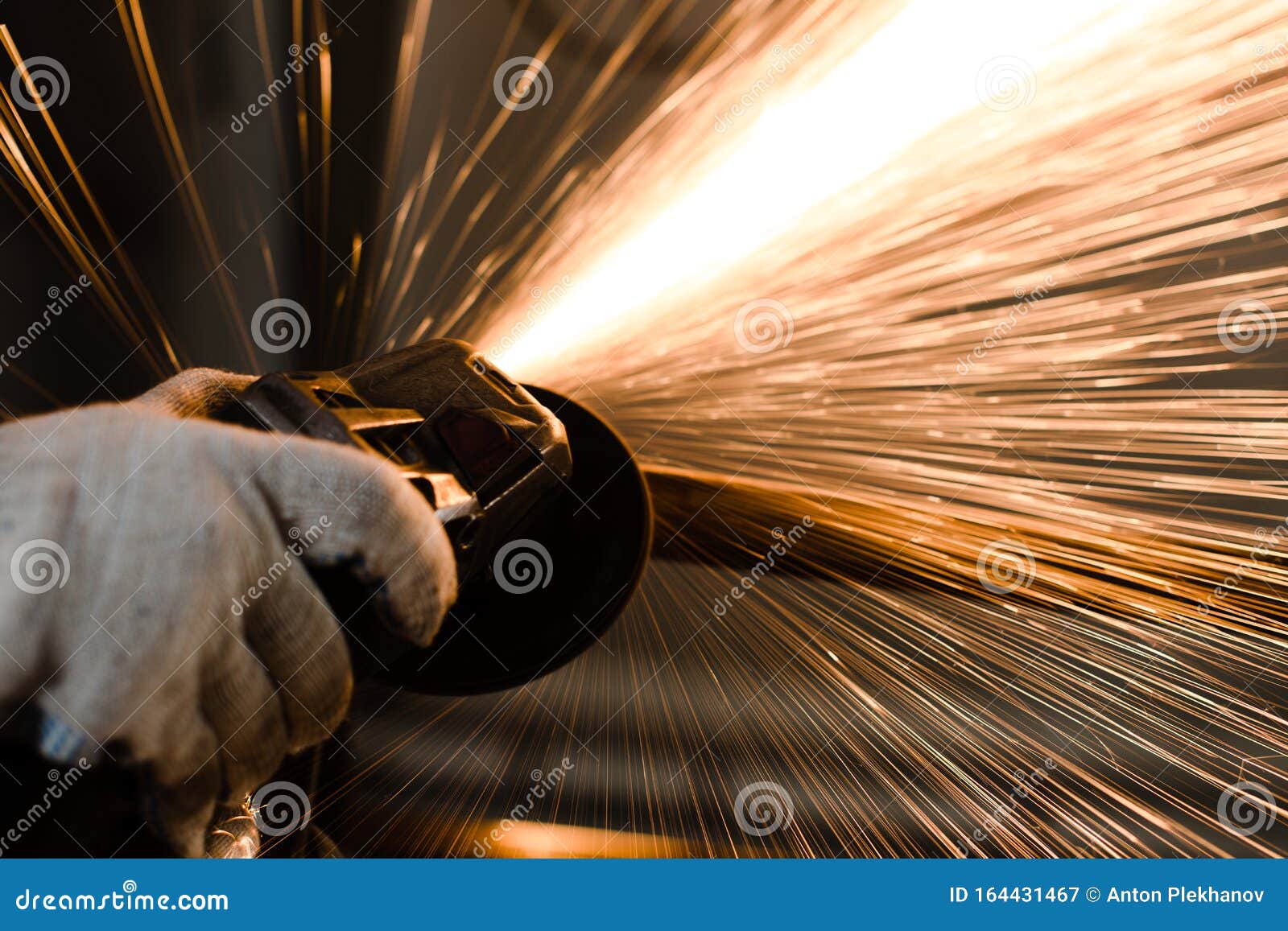 Welding Process and Sparking Welding Machine in the Hands Stock Image ...