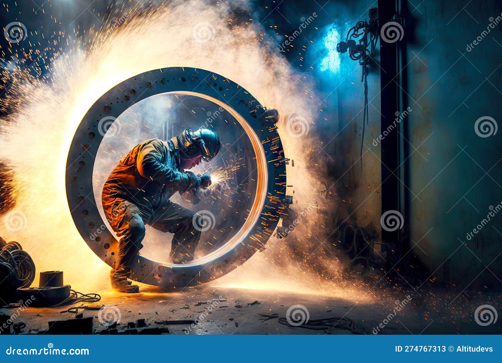 Welding Process Sparks and Splash Welding in Rolling Mill Stock ...