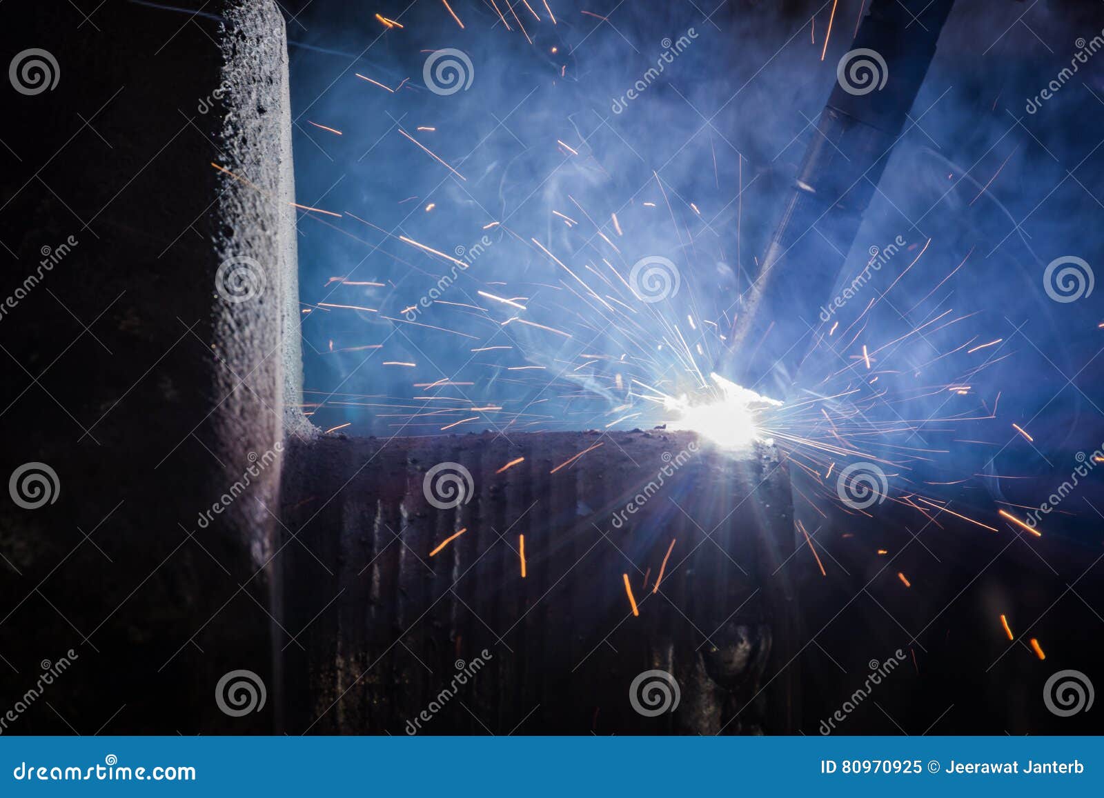 Welding Repair Shaft by Automatic Weld Process Stock Image - Image of ...