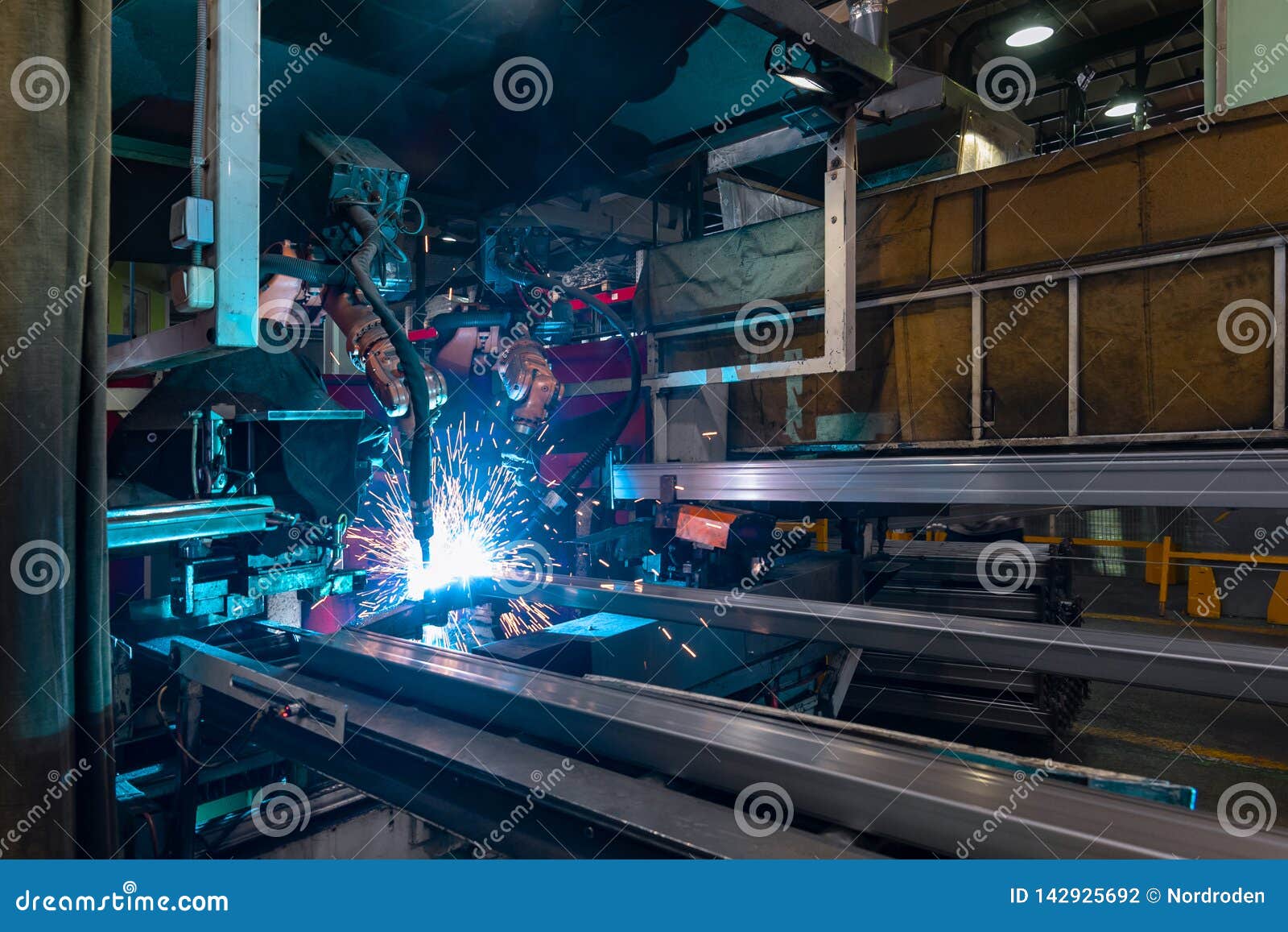The Welding Robot Does the Welding of Metal Spars Stock Photo - Image ...