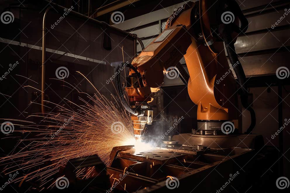 Welding Robot Performing Complex Weld on Aerospace Component Stock Illustration - Illustration ...