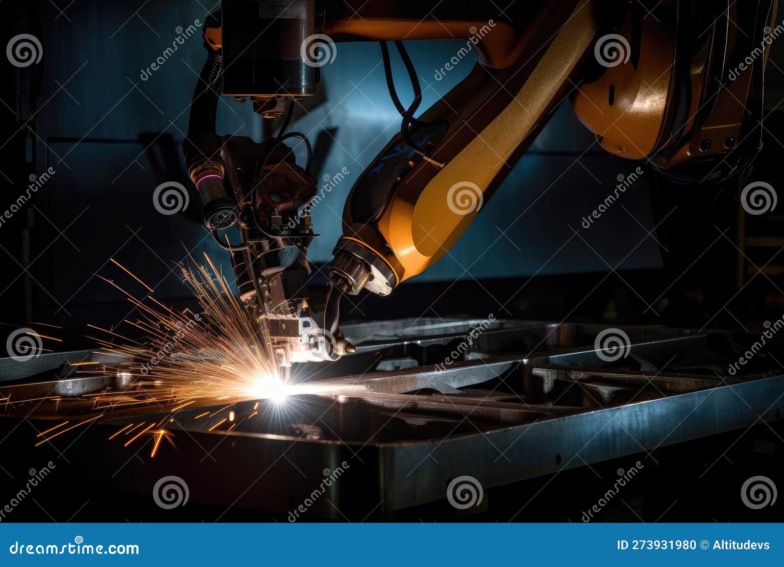 Welding Robot Performing Complex Weld on Aerospace Component Stock ...