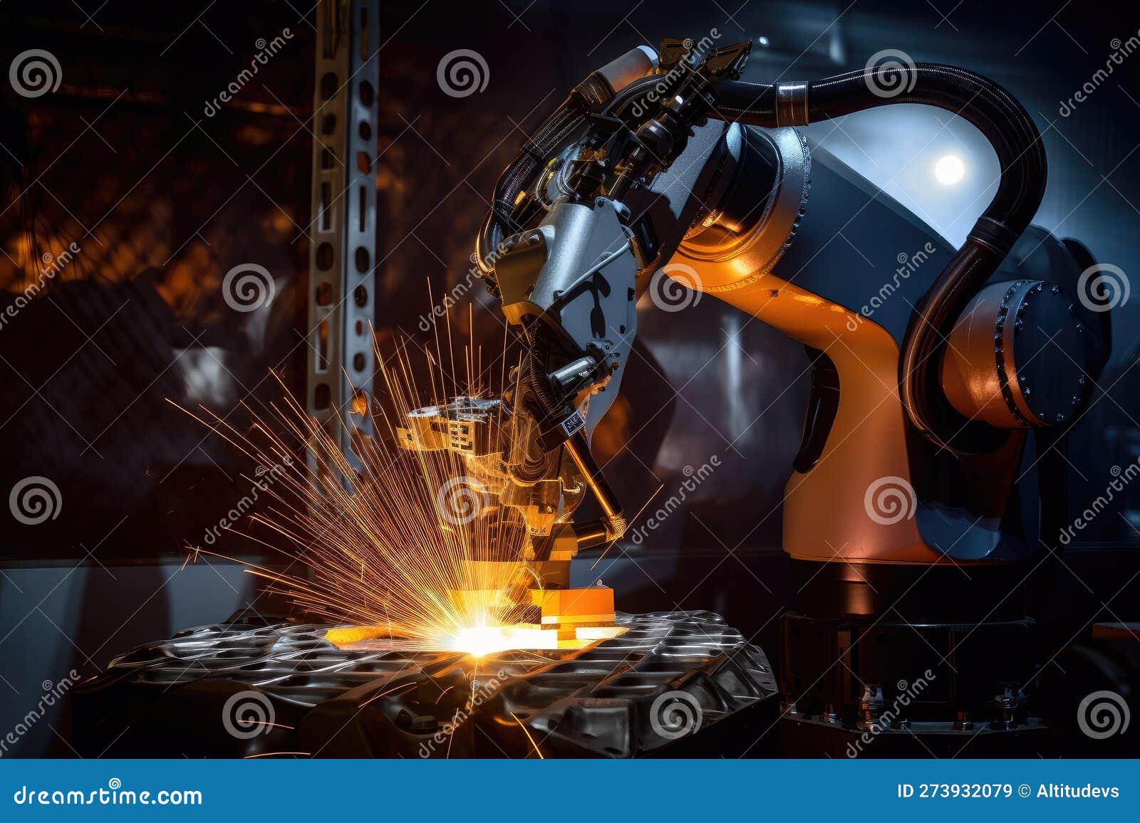 Welding Robot Performing Precise Weld on Intricate Metalwork Stock ...