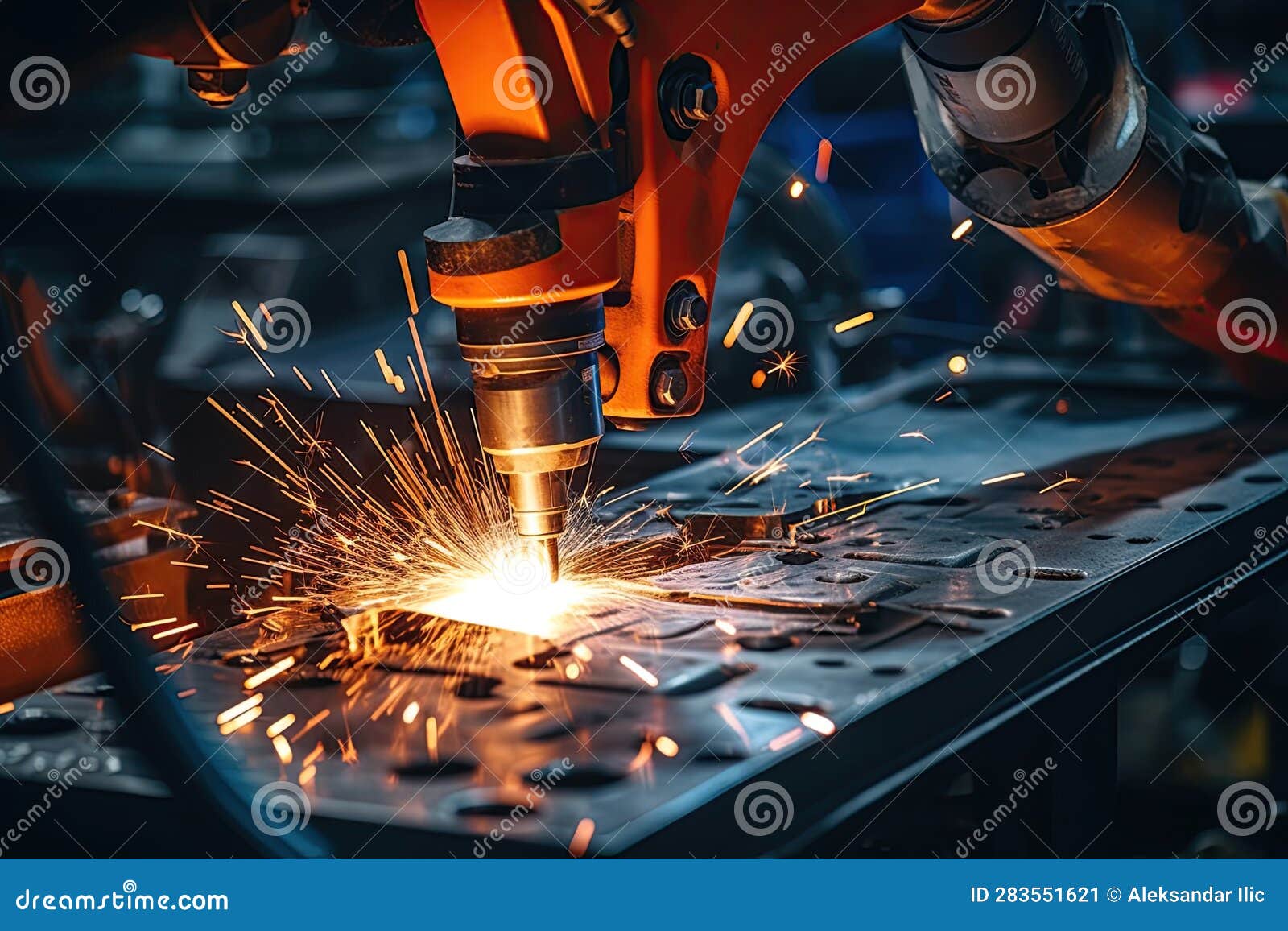 Welding Robot in Work. Artificial Intelligence and Future Machinery ...