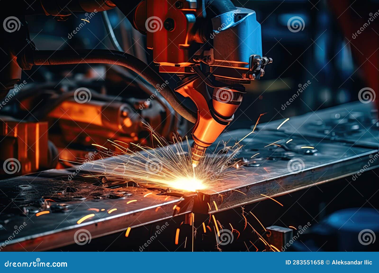 Welding Robot in Work. Artificial Intelligence and Future Machinery ...