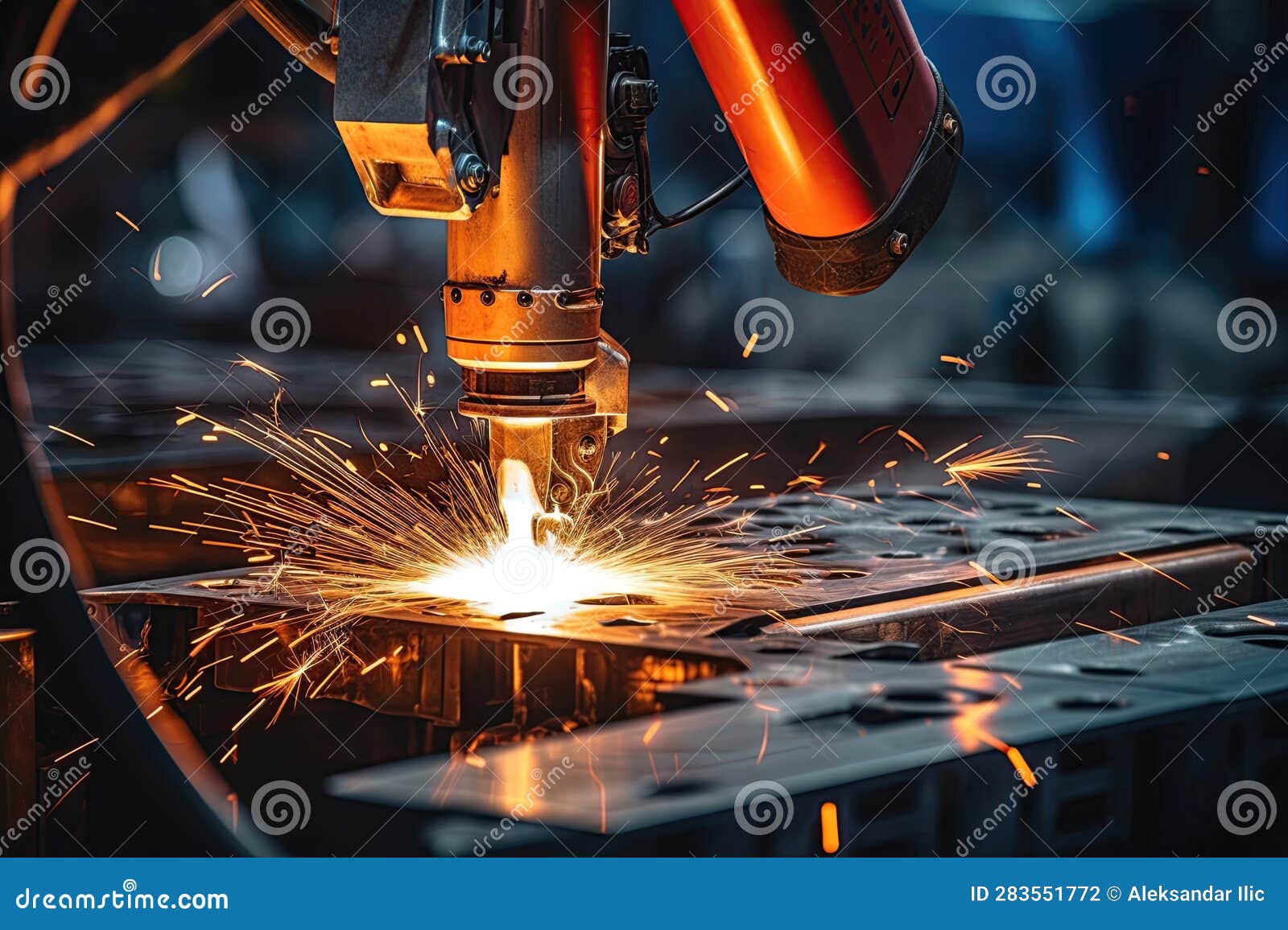 Welding Robot in Work. Artificial Intelligence and Future Machinery ...