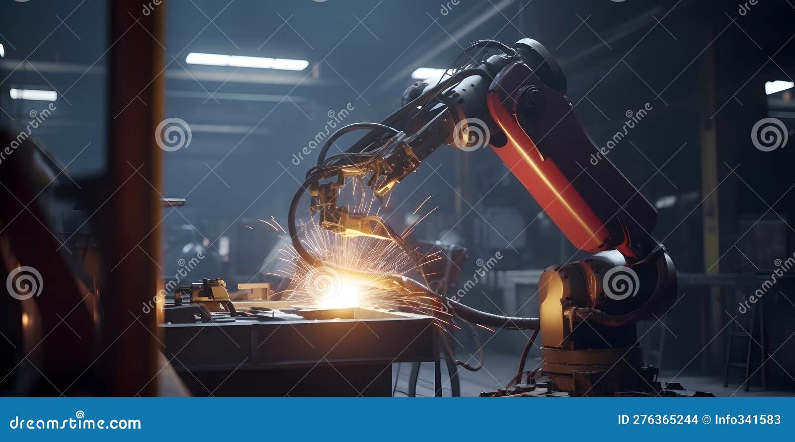 A Welding Robot Working on a Metal Frame Hyper-realistic Two Created ...