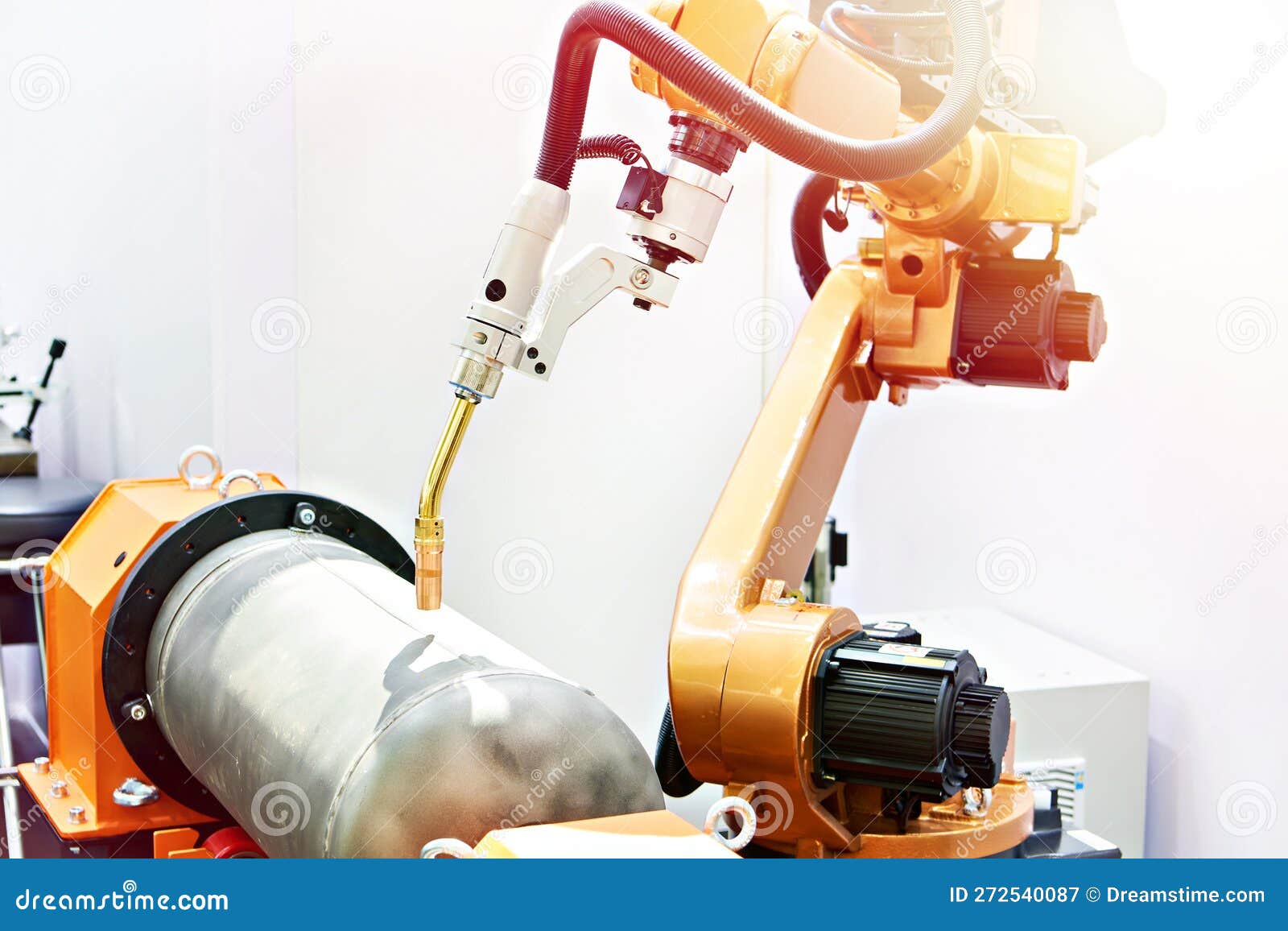 Welding Robotic Arm Industry and Metal Part Stock Image - Image of ...