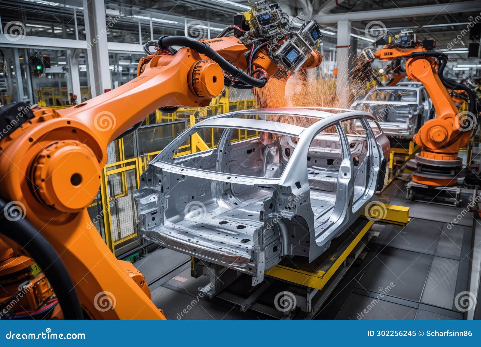 Welding Robots on the Car Assembly Line. Smart Factory Stock Image ...