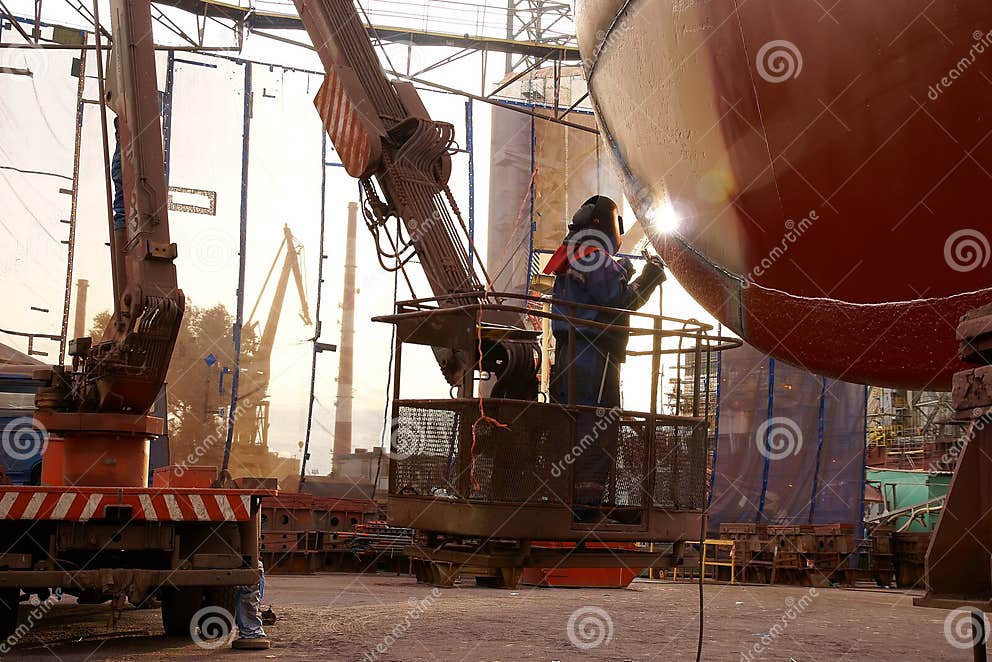 Welding on ship hull stock image. Image of skilled, labor - 21652951