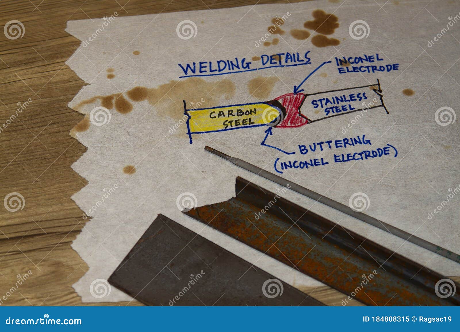 Welding Sketch with Welding Rod and Welding Process Stock Image - Image ...