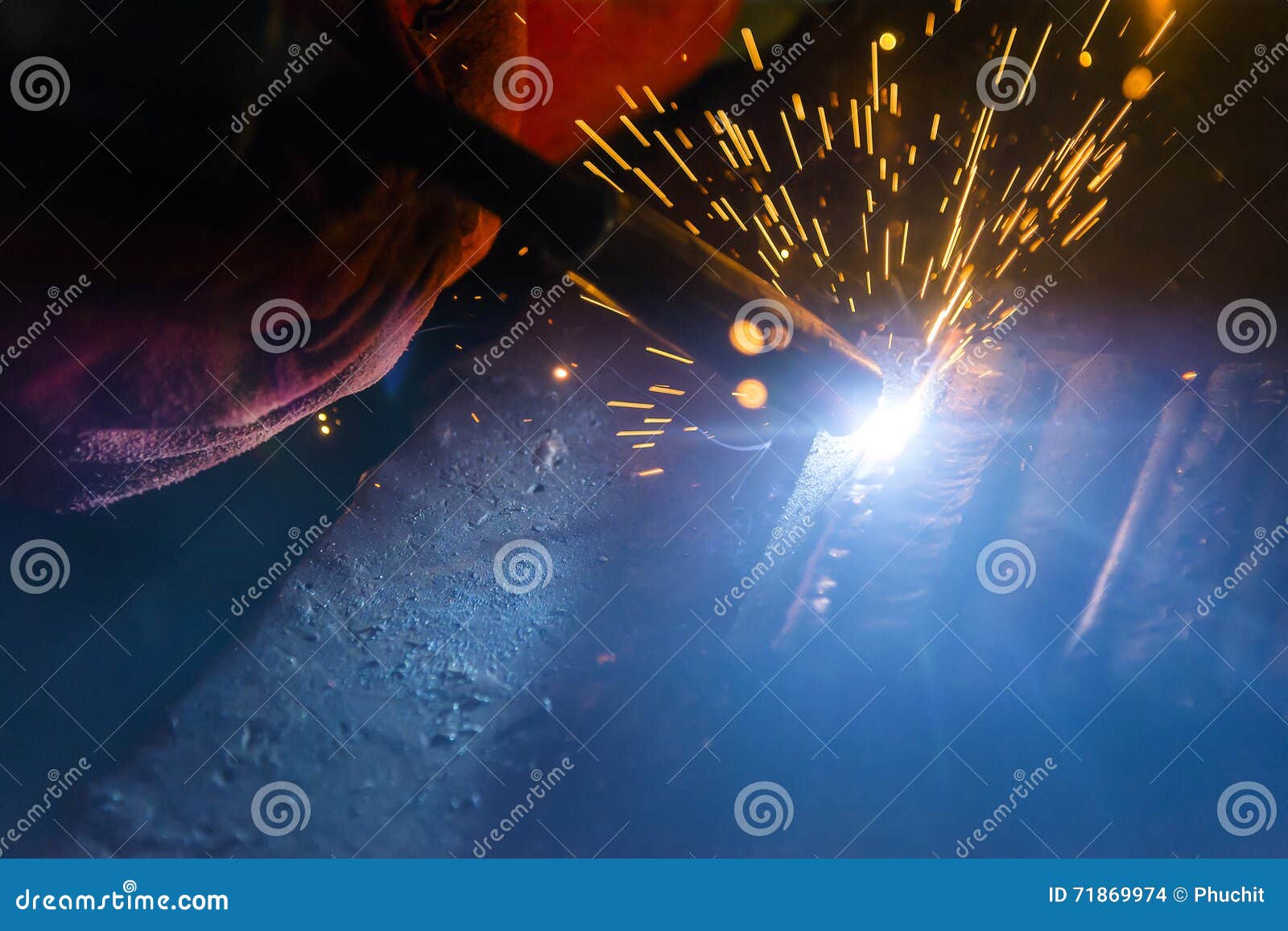 The Welding Spark Light in Close-up Scene Stock Photo - Image of iron ...