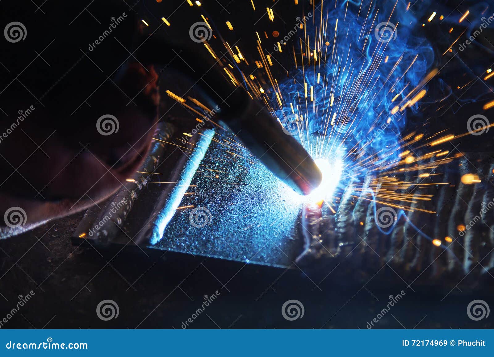 The Welding Spark Light in Close-up Scene Stock Image - Image of light ...