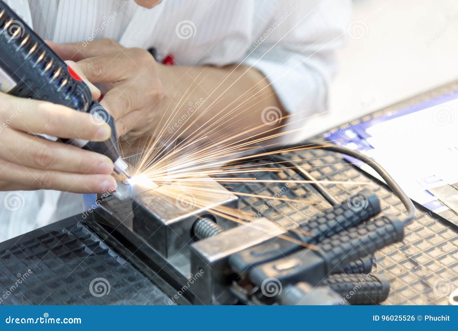 The welding sparking light stock photo. Image of manual - 96025526
