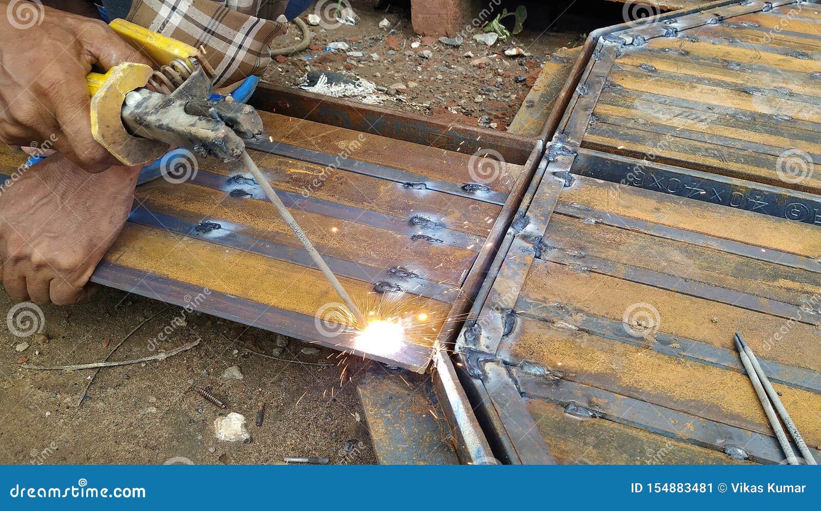 Welding Sparks through Electrical Machine Stock Image - Image of ...