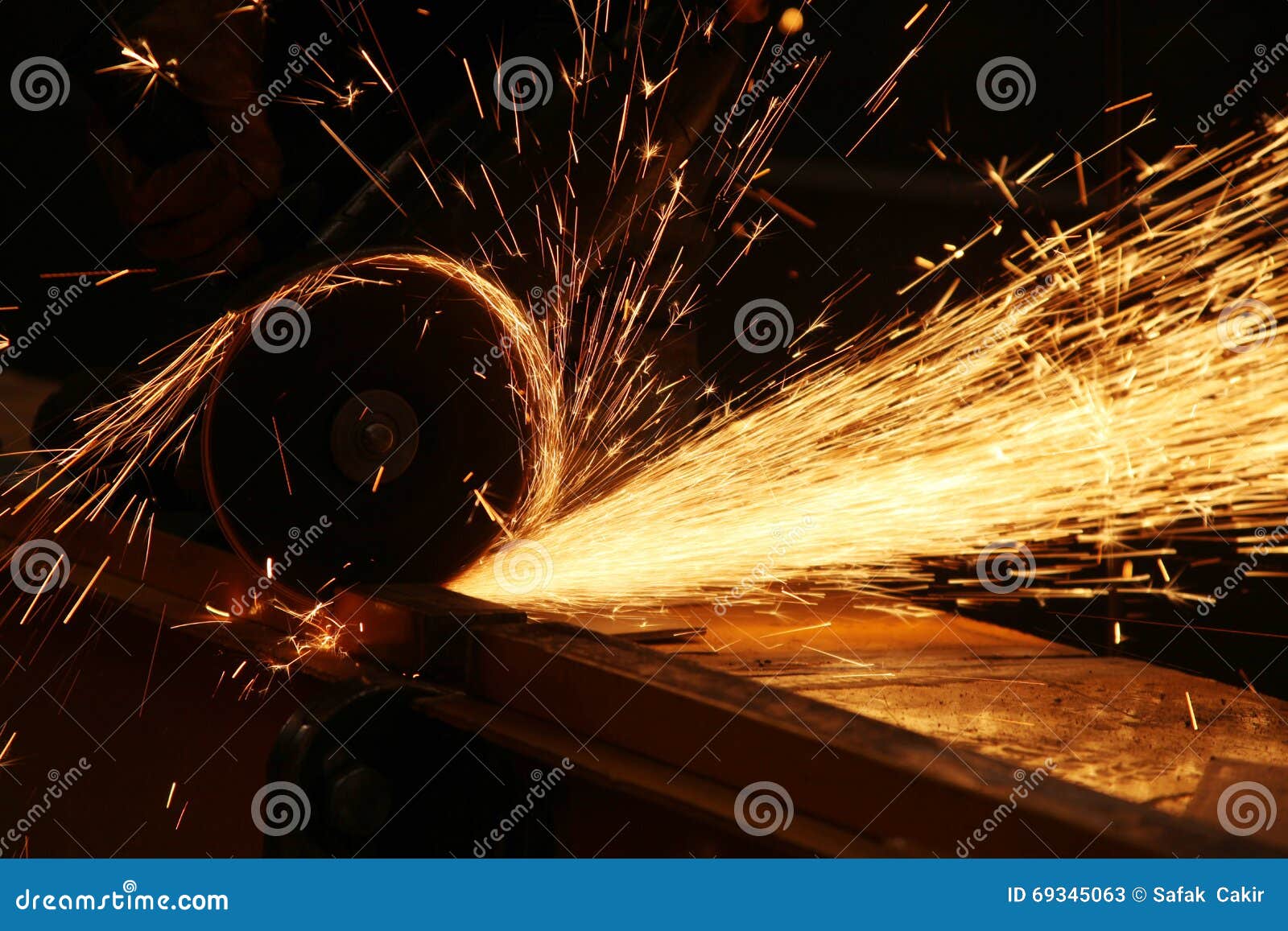 Welding with Sparks in the Factory. Stock Image - Image of heat ...