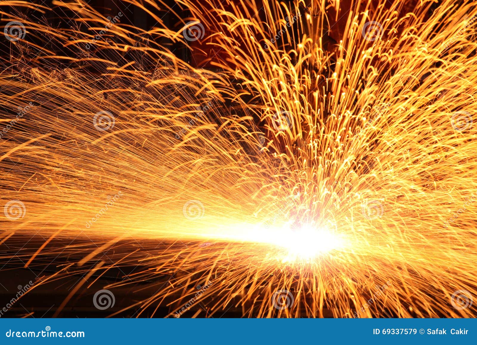 Welding with Sparks in the Factory. Stock Image - Image of ...