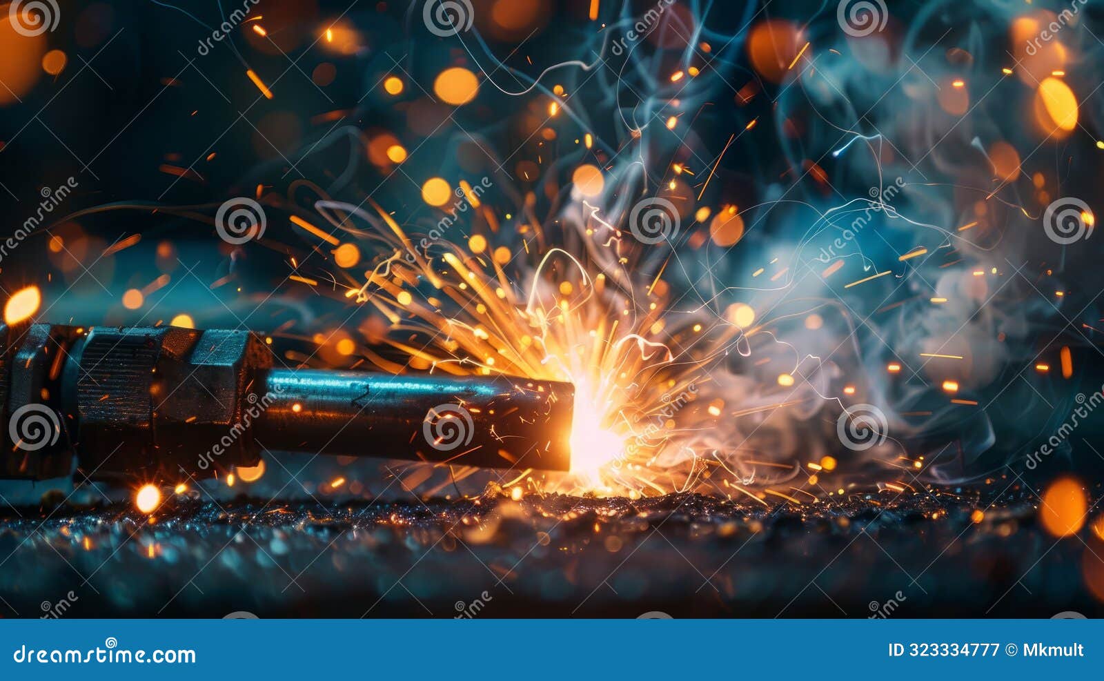 Welding Sparks and Smoke in a Workshop Stock Image - Image of industry ...