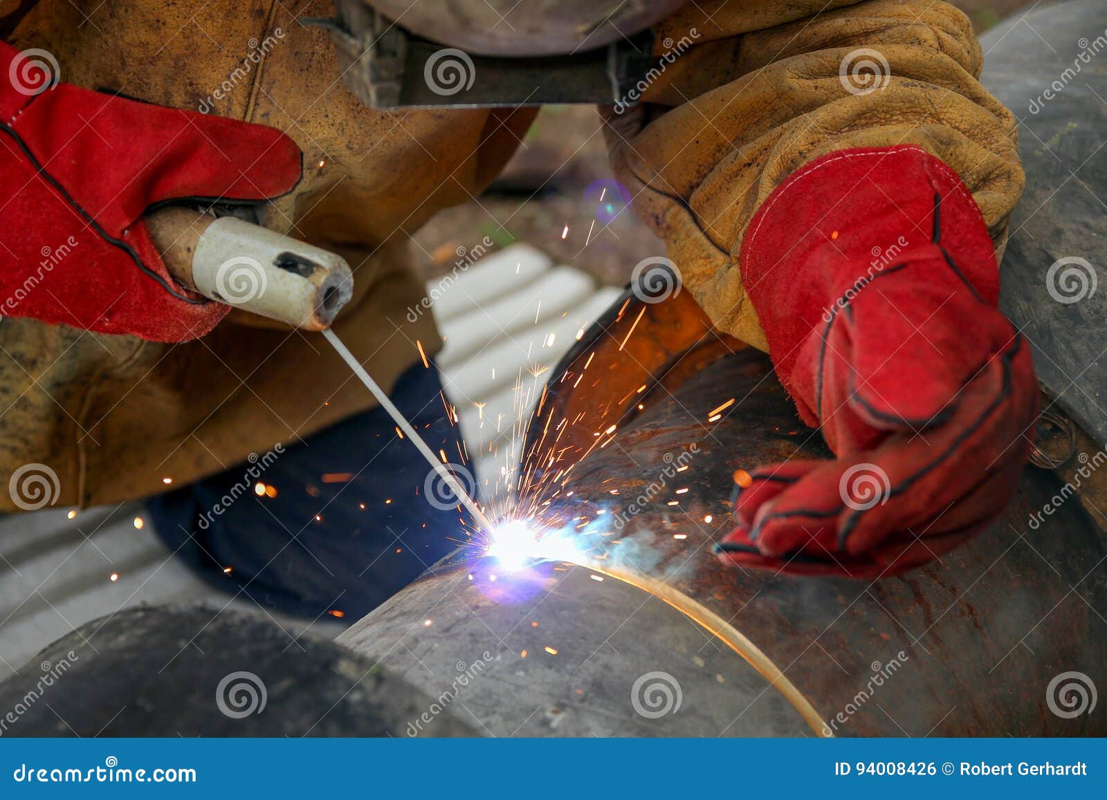 Welding with Sparks stock photo. Image of protective - 94008426