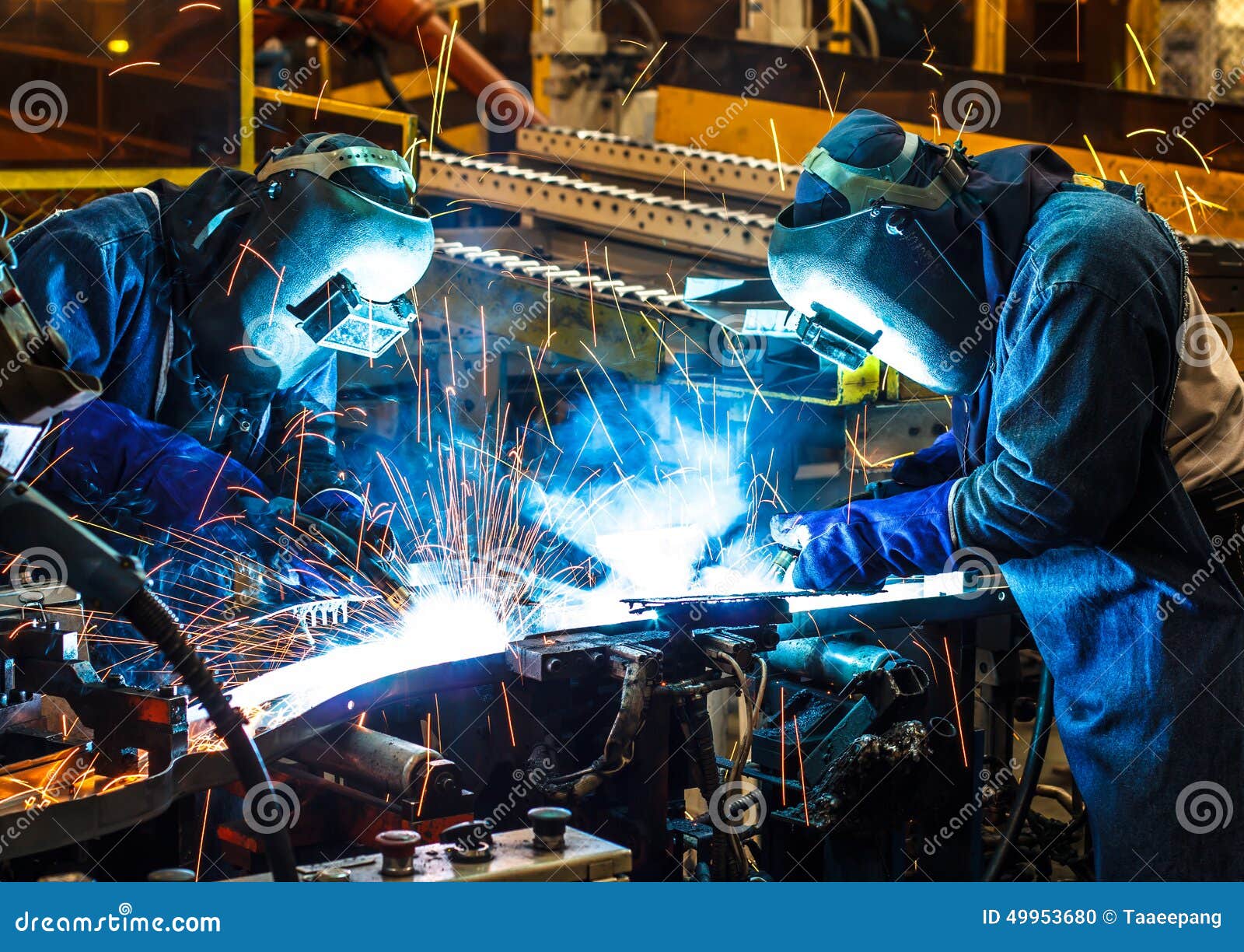 Welding with sparks stock photo. Image of protection - 49953680