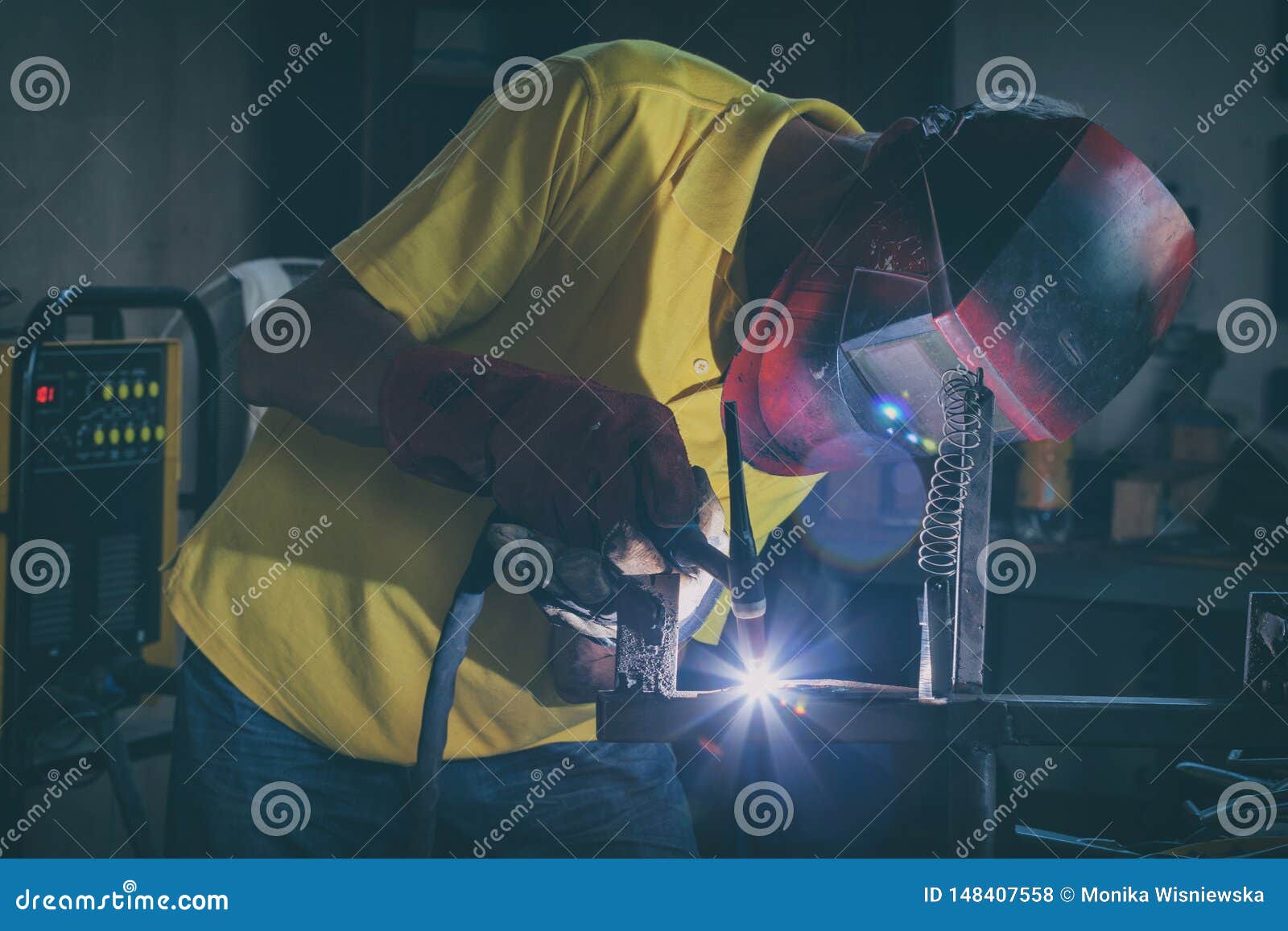 Welding Steel Elements at the Factory or Workshop Stock Photo - Image ...