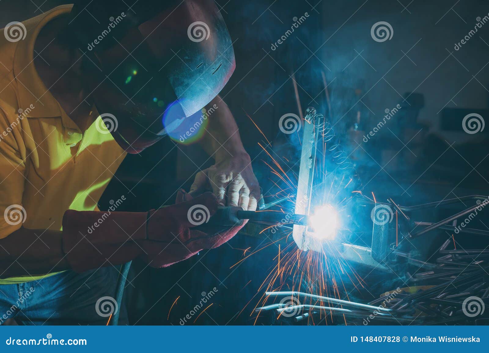 Welding Steel Elements at the Factory or Workshop Stock Photo - Image ...