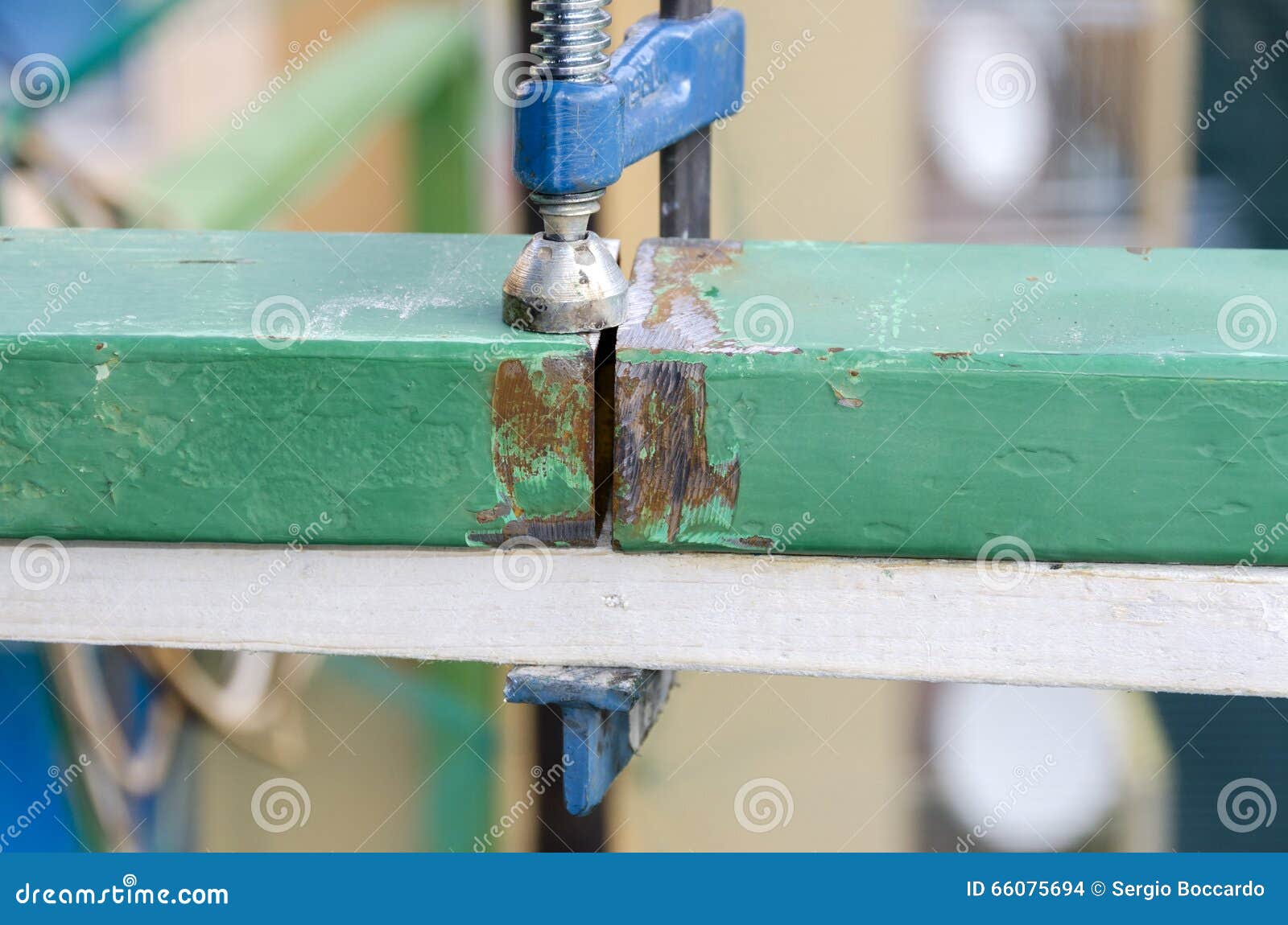 Welding a steel railing stock photo. Image of sealing - 66075694