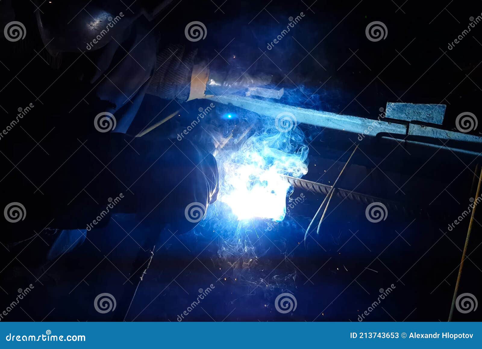 Welding of Steel Reinforcement. Stock Image - Image of masks, welder ...
