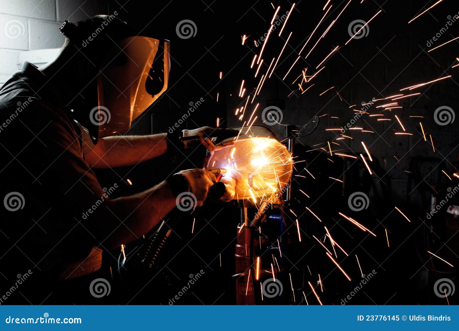 Welding steel and sparks stock image. Image of machinery - 23776145
