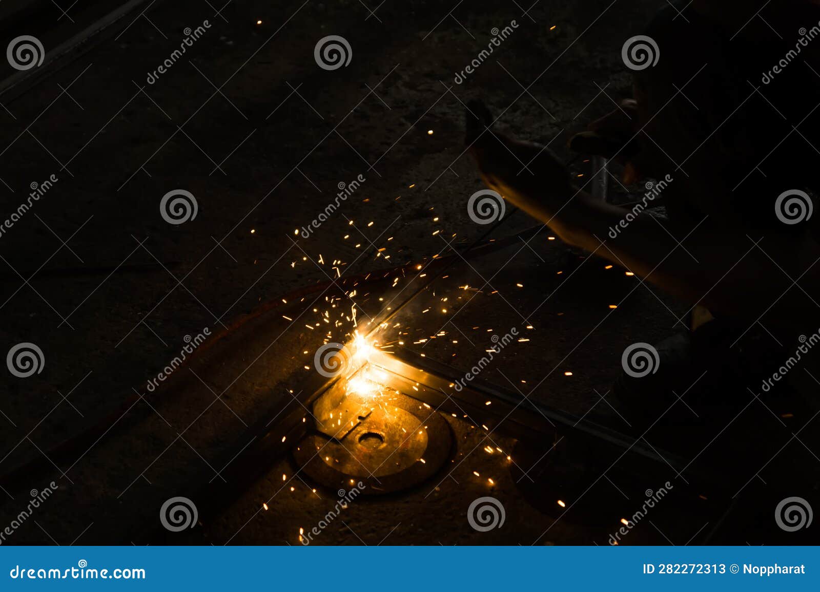 Welding Steel with Sparks Lighting Stock Image - Image of labor ...