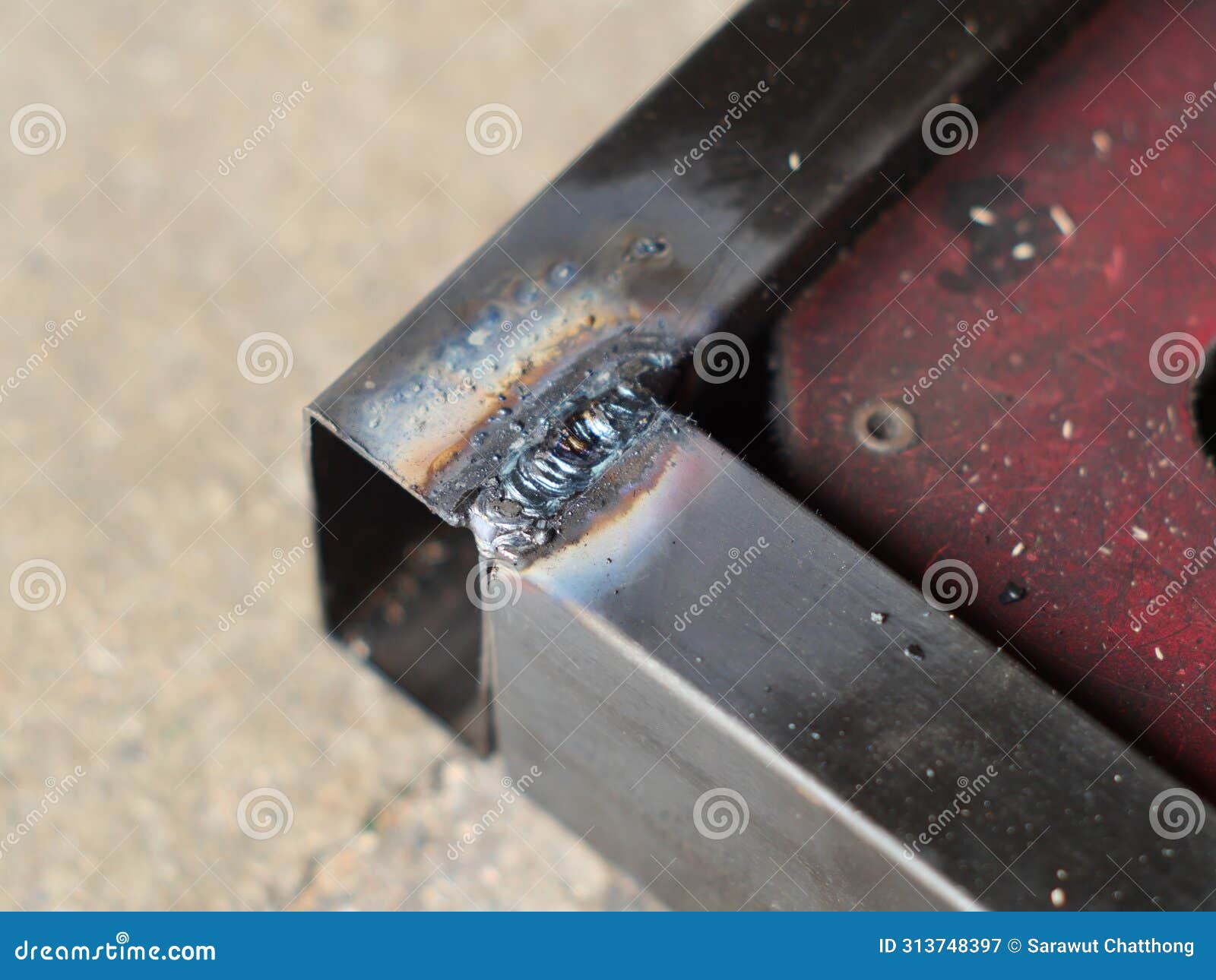 Welding Steel Square Tube. Texture of Steel Welding. Stock Image ...