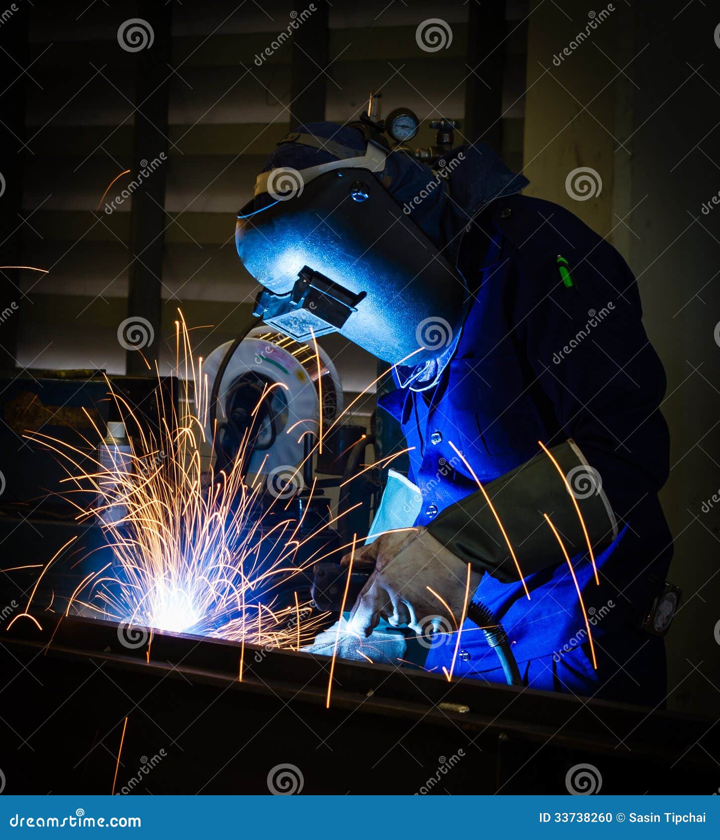 Welding steel structure stock photo. Image of metal, heat - 33738260